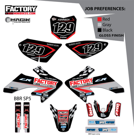 CRF50 Factory Minibikes Custom Graphics Kit w/ Name & Numbers | Factory ...
