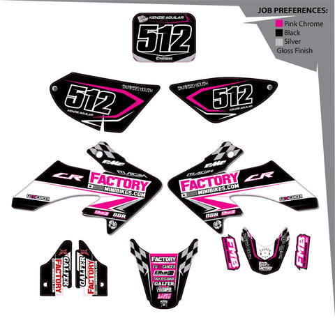 CRF50 Factory Minibikes Custom Graphics Kit w/ Name & Numbers | Factory ...