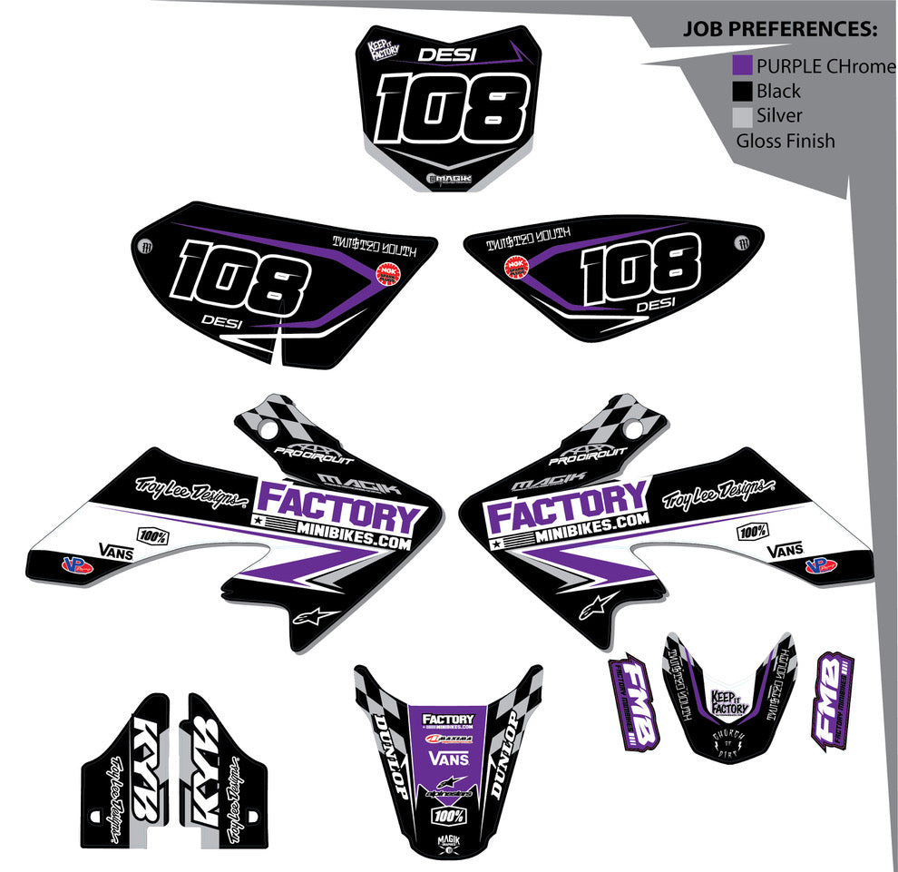 CRF50 Factory Minibikes Custom Graphics Kit w/ Name & Numbers | Factory ...