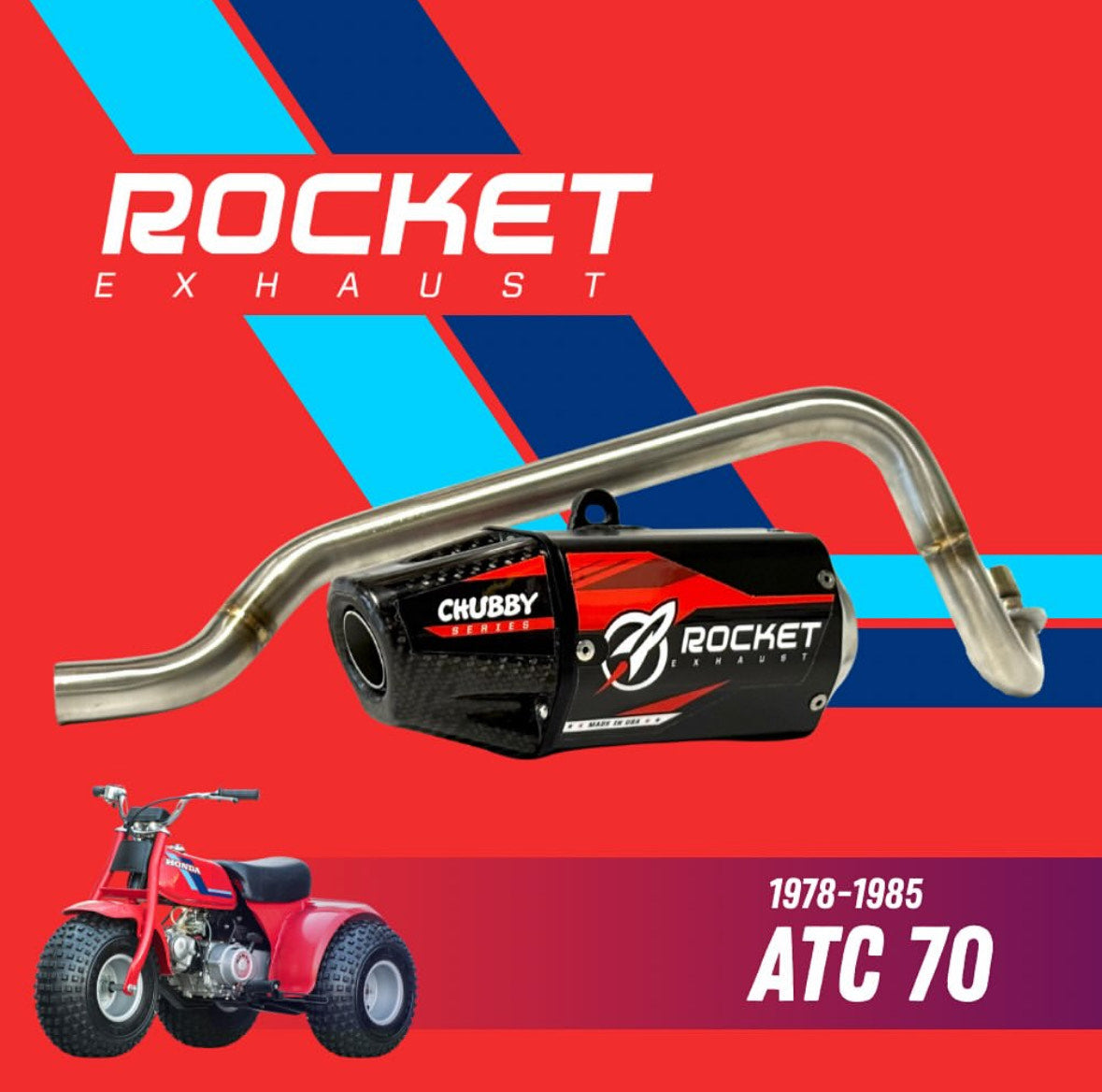 Rocket Exhaust Chubby System for 1978-1985 ATC70 – Factory Minibikes