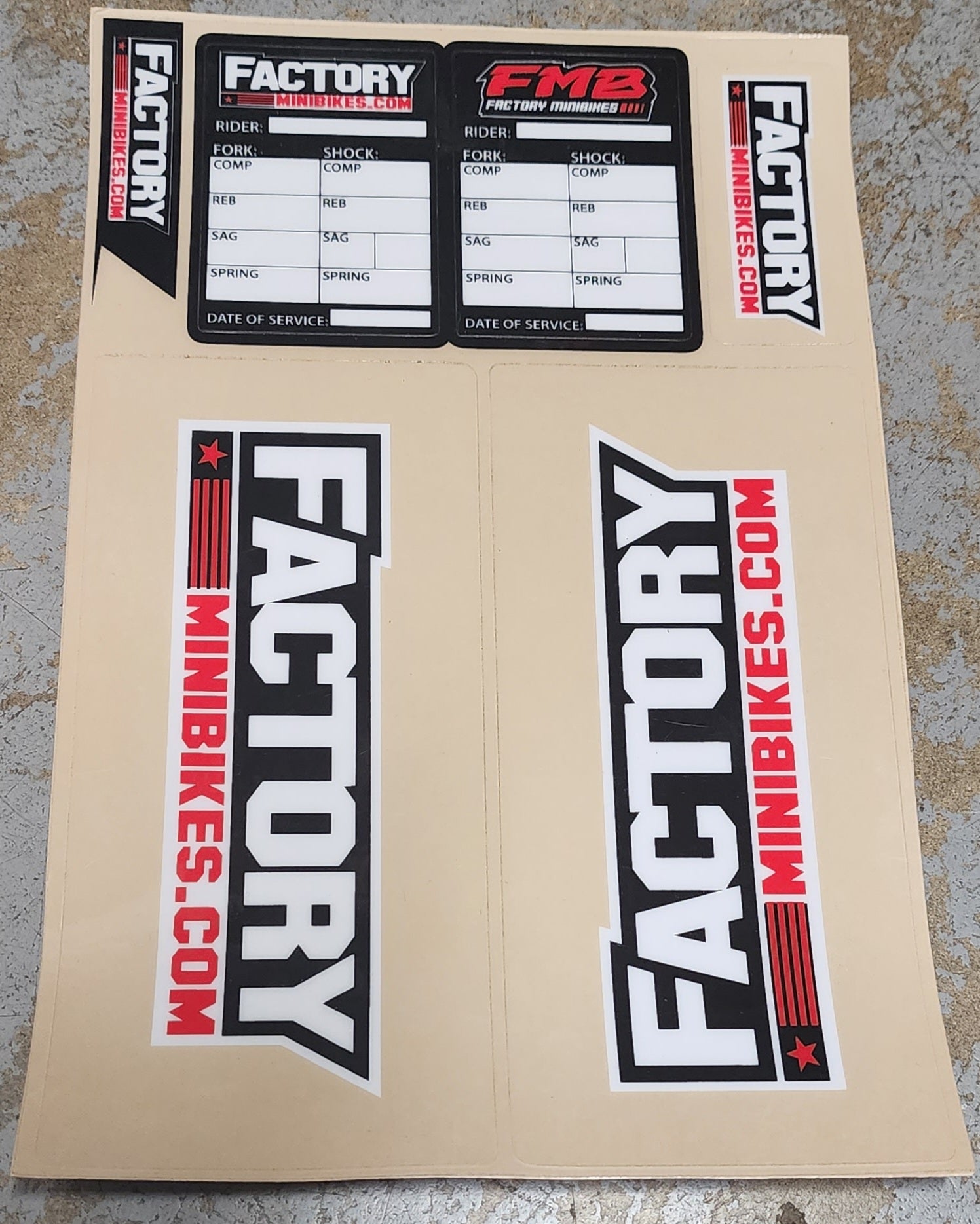 Fork Tube and Setup Stickers – Factory Minibikes