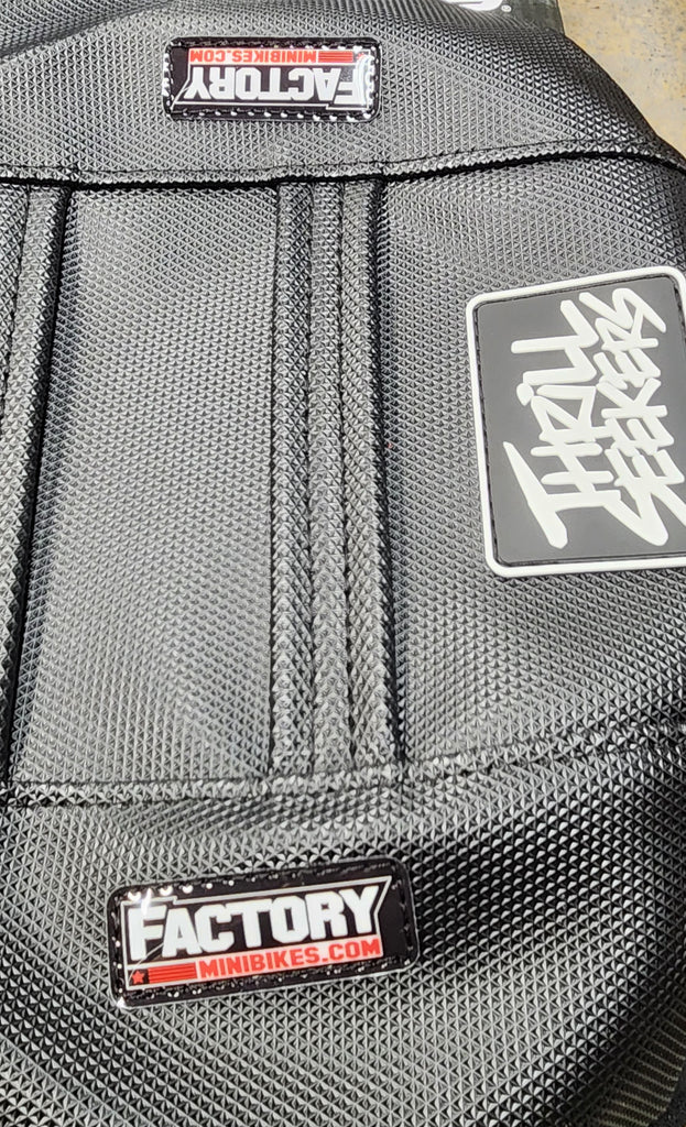 Factory Minibikes Gripper Seat Cover w/ Side Patch Logo | Factory Minibikes