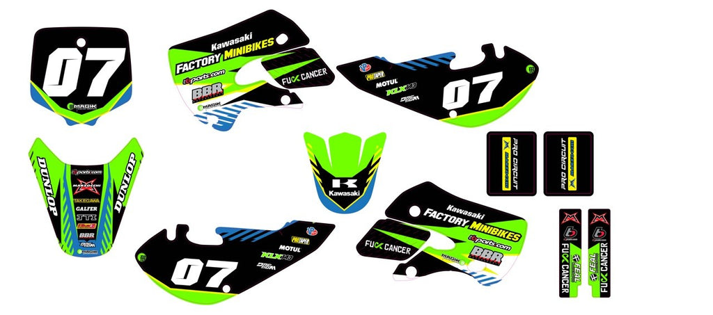 TTR110 Factory Minibikes Custom Graphics Kit w/ Name & Numbers ...