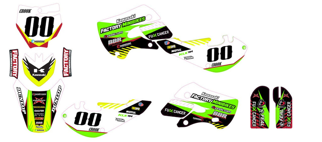 TTR110 Factory Minibikes Custom Graphics Kit w/ Name & Numbers ...