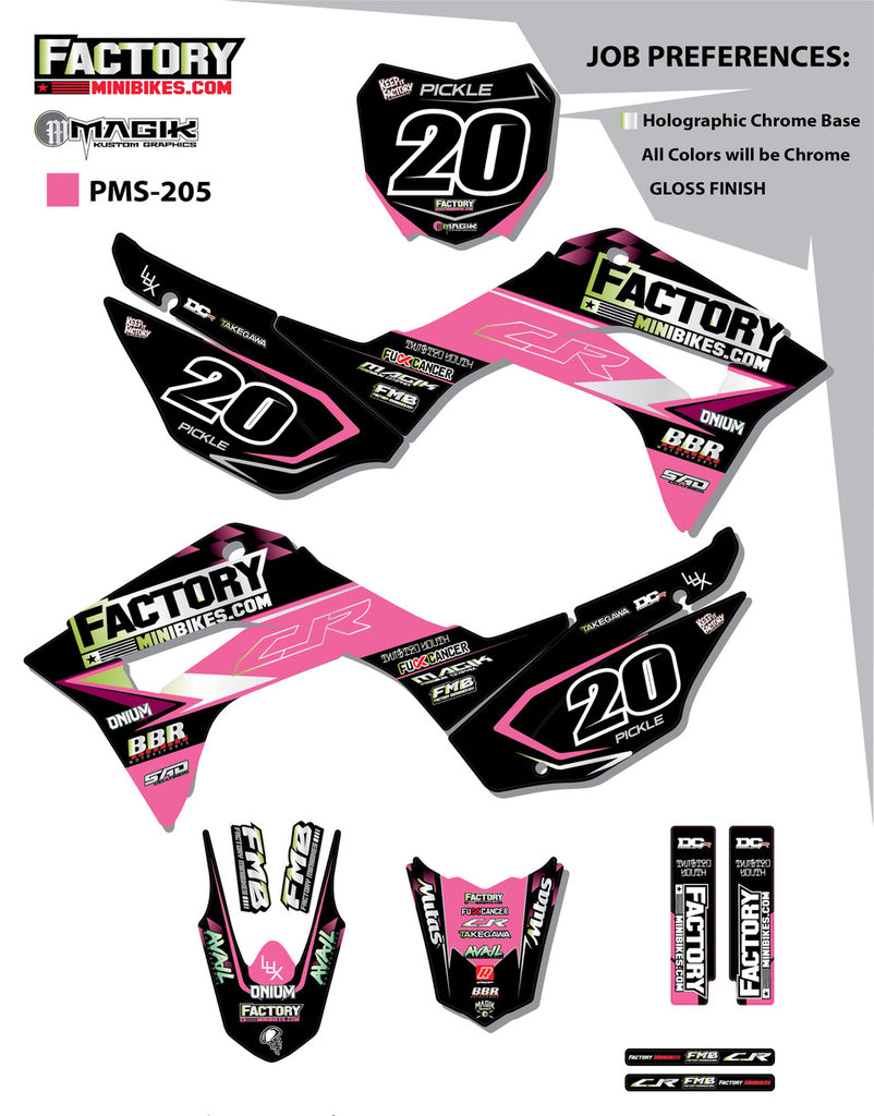 CRF110 Factory Minibikes Custom Graphics Kit w/ Name & Numbers ...