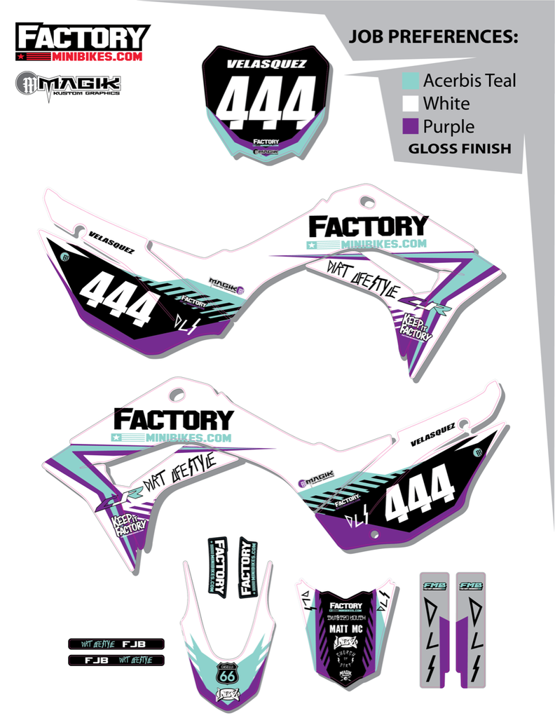 CRF110 Factory Minibikes Custom Graphics Kit w/ Name & Numbers ...