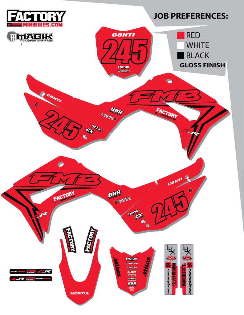 CRF110 Factory Minibikes Custom Graphics Kit w/ Name & Numbers ...
