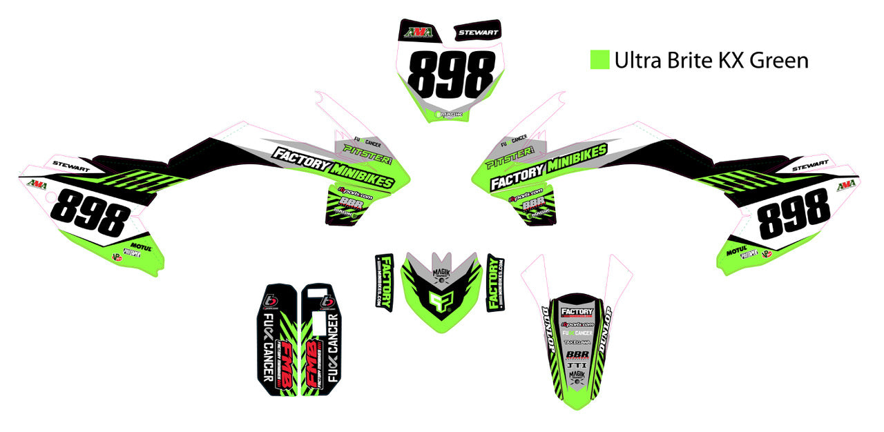Pitster Pro FSE190R Factory Minibikes Custom Graphics Kit w/ Name & Nu