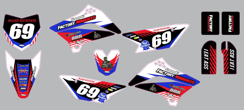 TTR110 Factory Minibikes Custom Graphics Kit w/ Name & Numbers ...