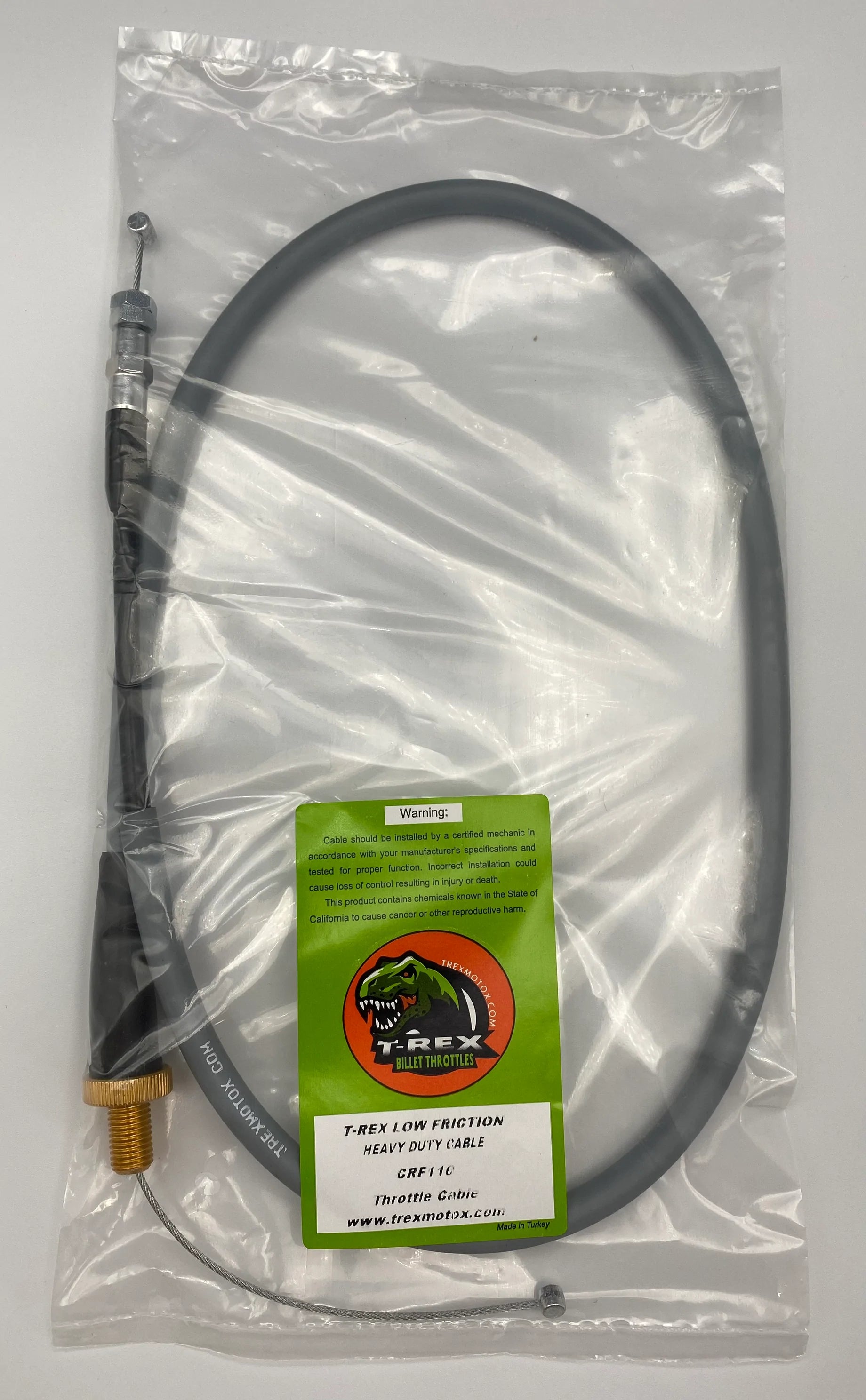 T-Rex Low Friction Heavy Duty Throttle Cable - +5" Extended - CRF110 ...