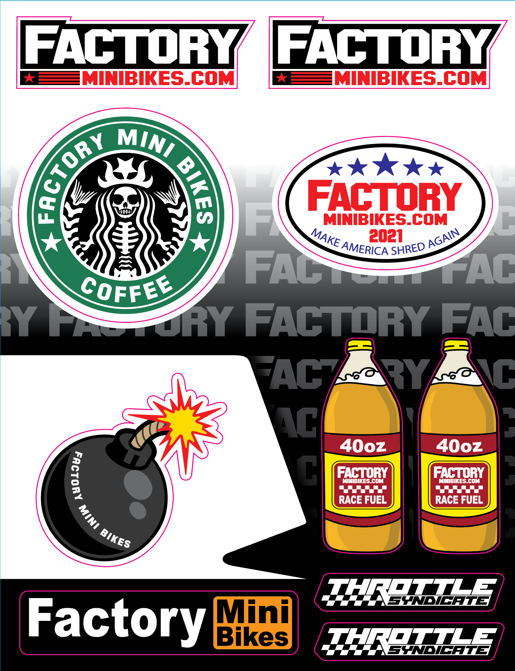 Factory Minibike Decal Sheet - Medium – Factory Minibikes