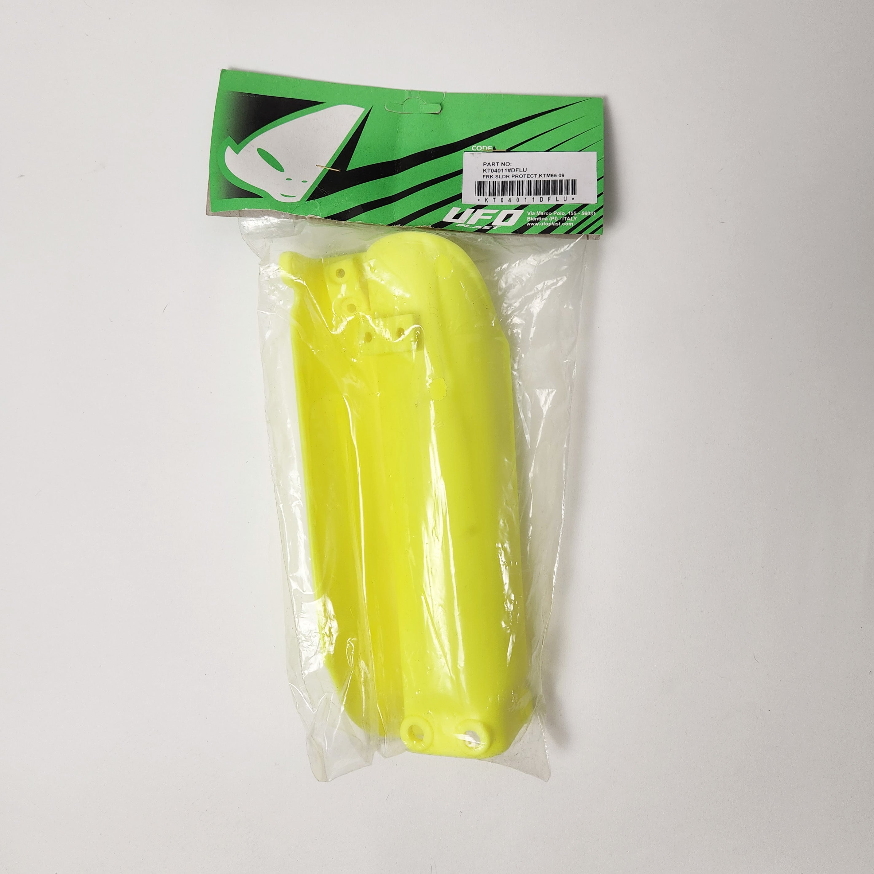 KTM65 Flo Yellow Fork Guards - UFO - 2002-2022 – Factory Minibikes